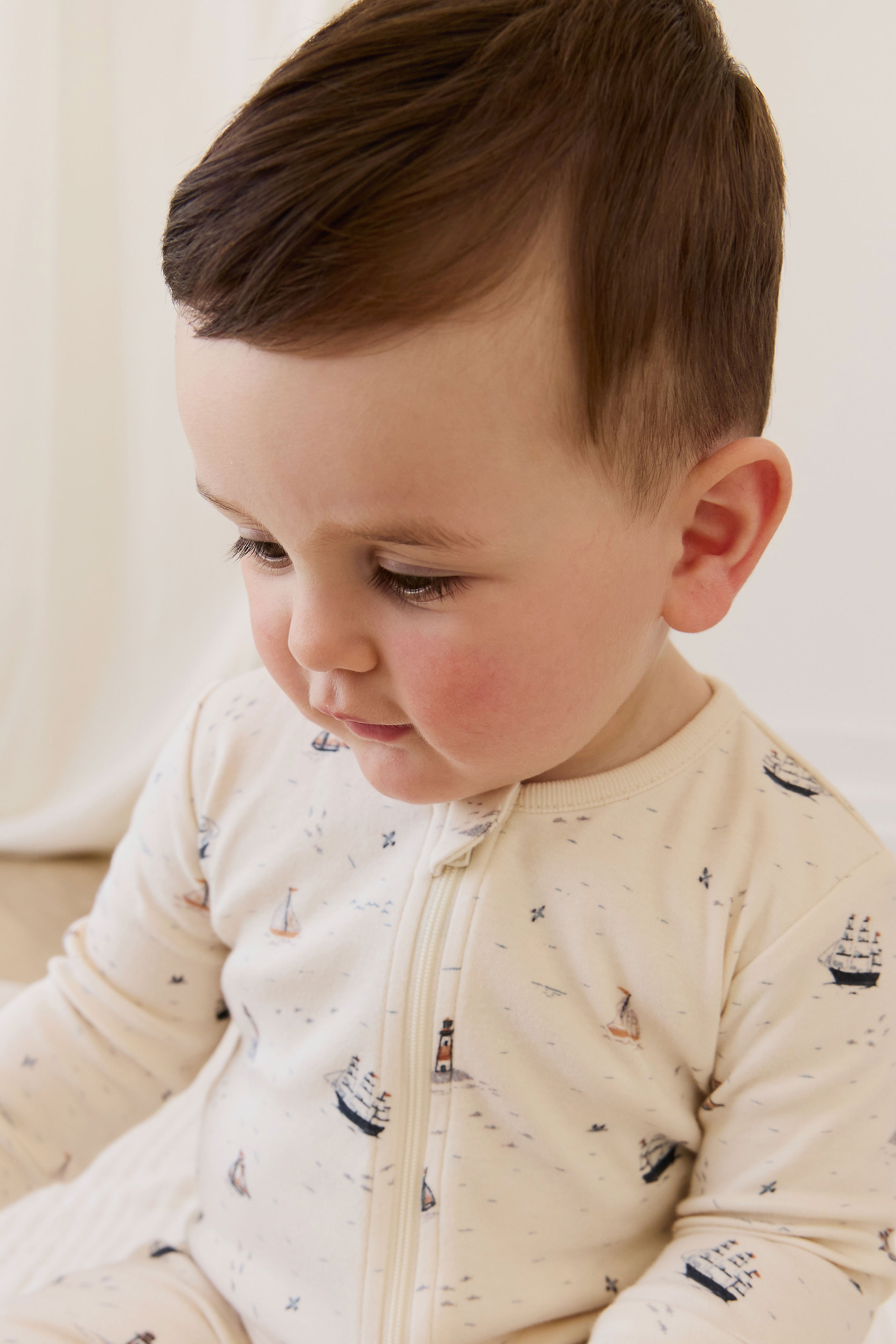 Organic Cotton Reese Zip Onepiece - Sailing Day – Jamie Kay NZ