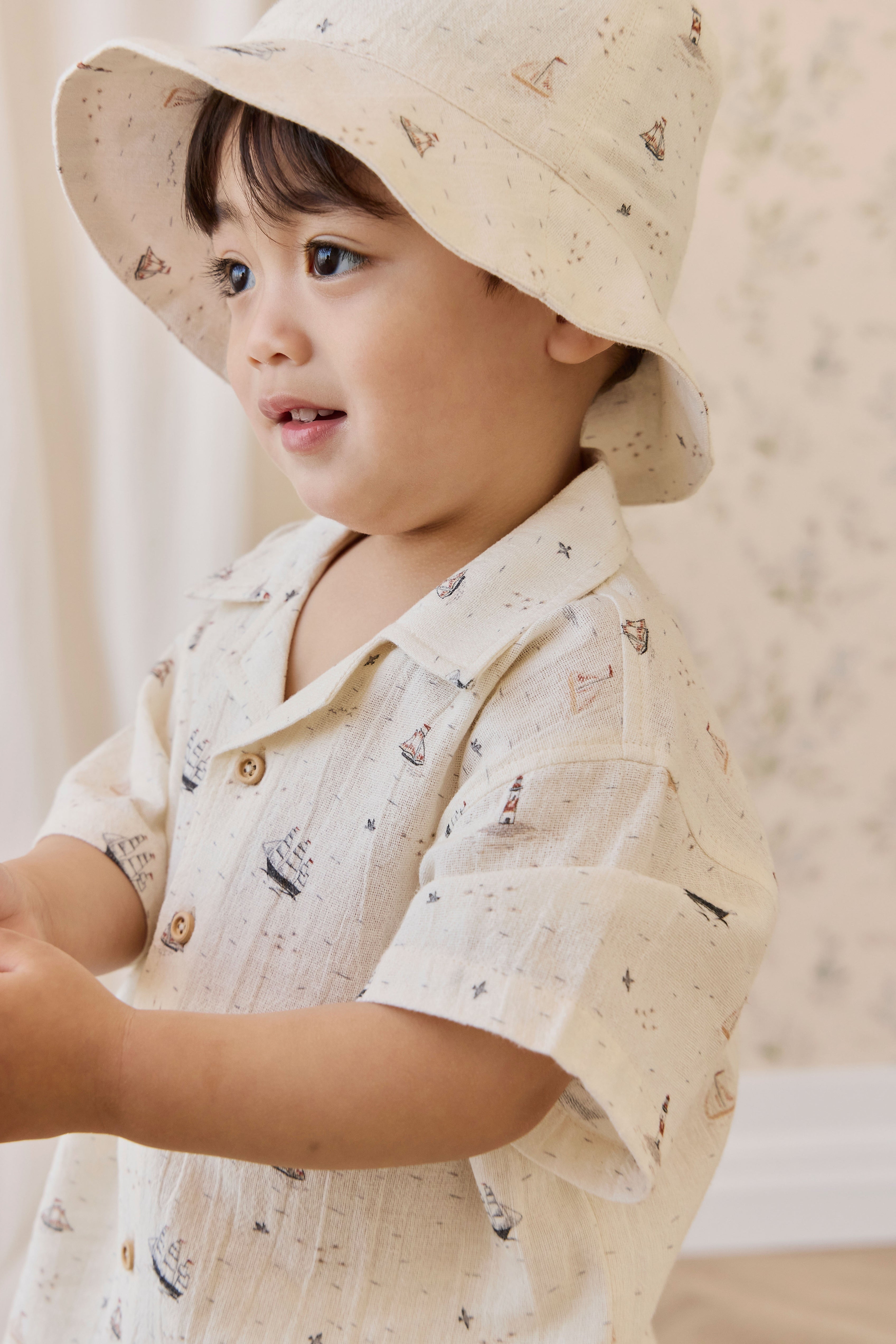 Organic Cotton Woven Bucket Hat - Sailing Day – Jamie Kay NZ