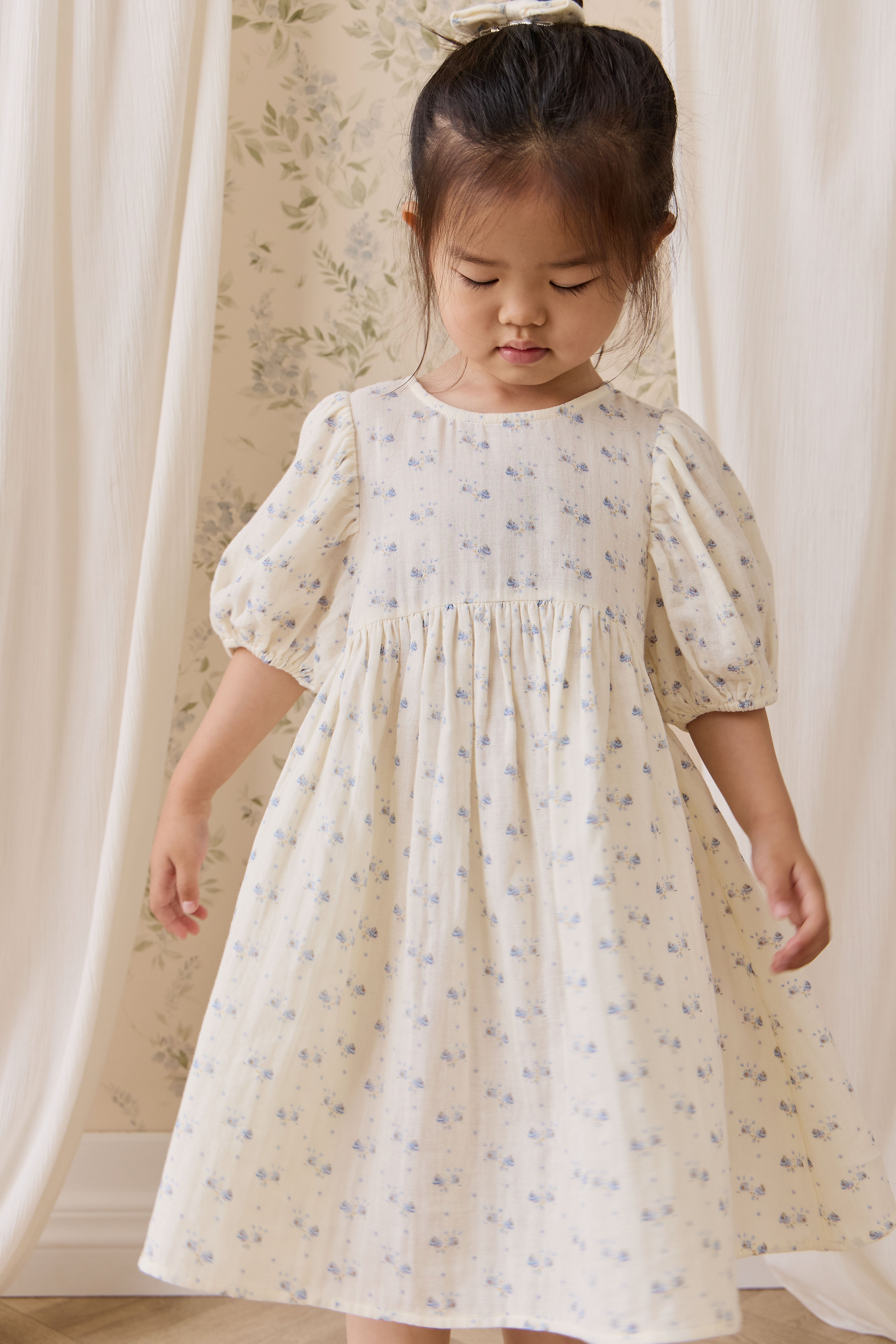 Organic Cotton Muslin Frannie Dress - Molly Blue – Jamie Kay NZ