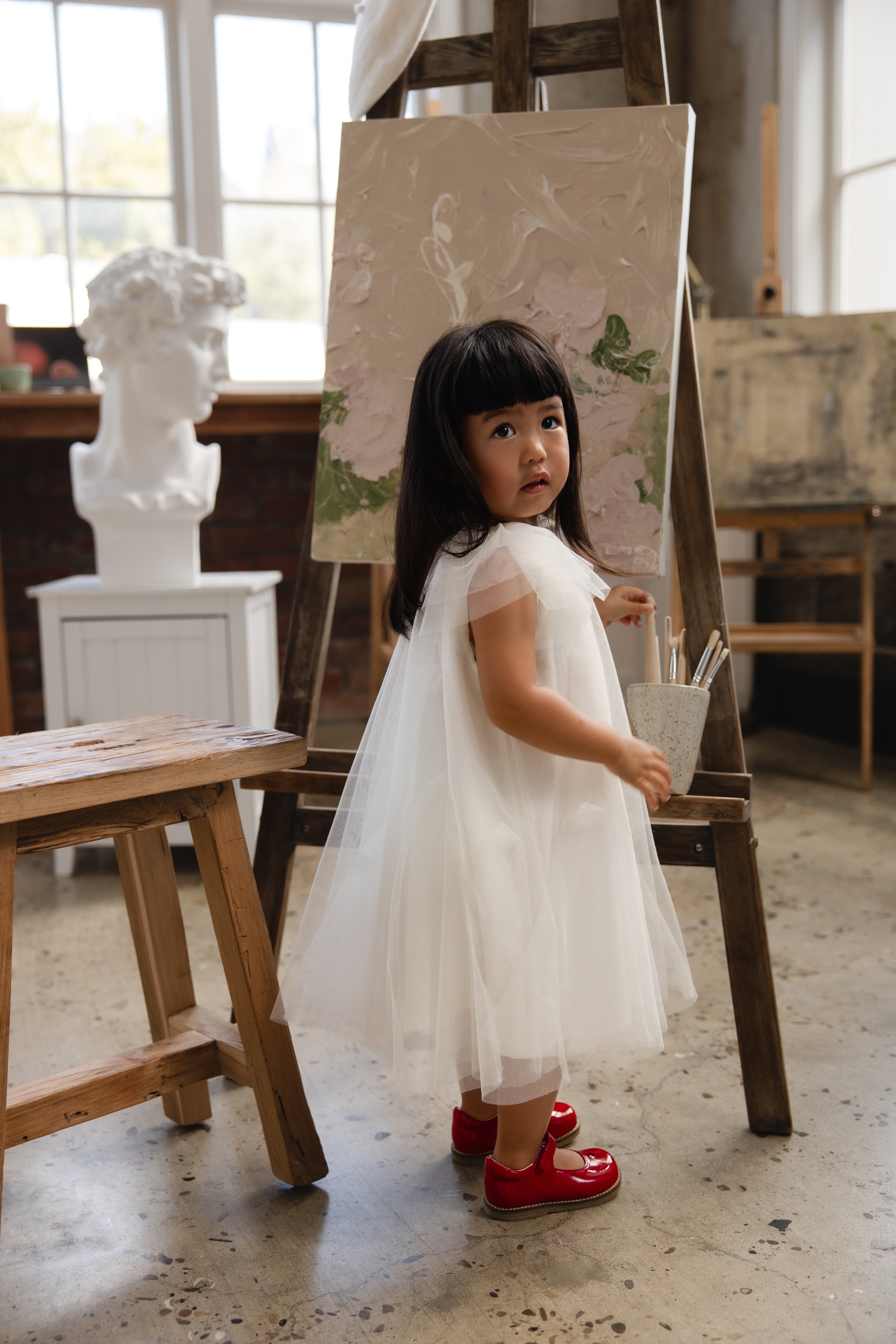 Rhea Tulle Dress - Parchment – Jamie Kay NZ