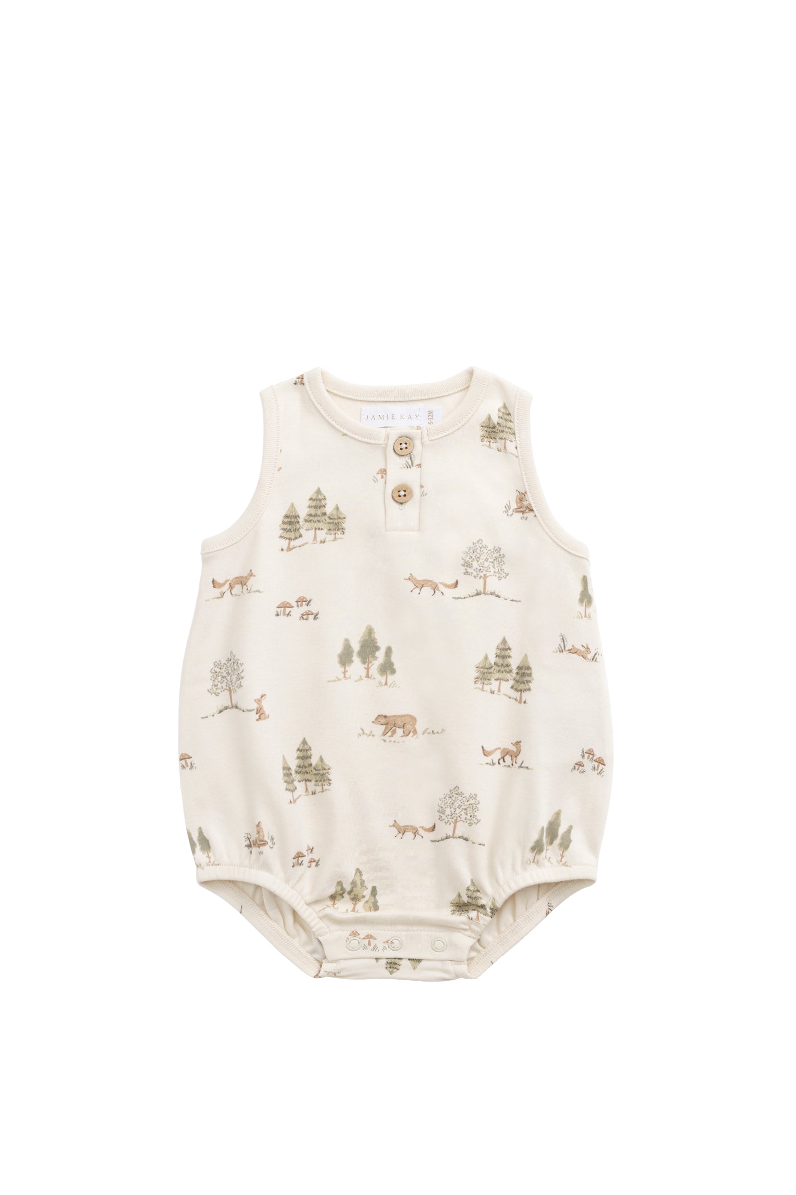 Organic Cotton Archie Playsuit - Pine Forest Friends – Jamie Kay NZ