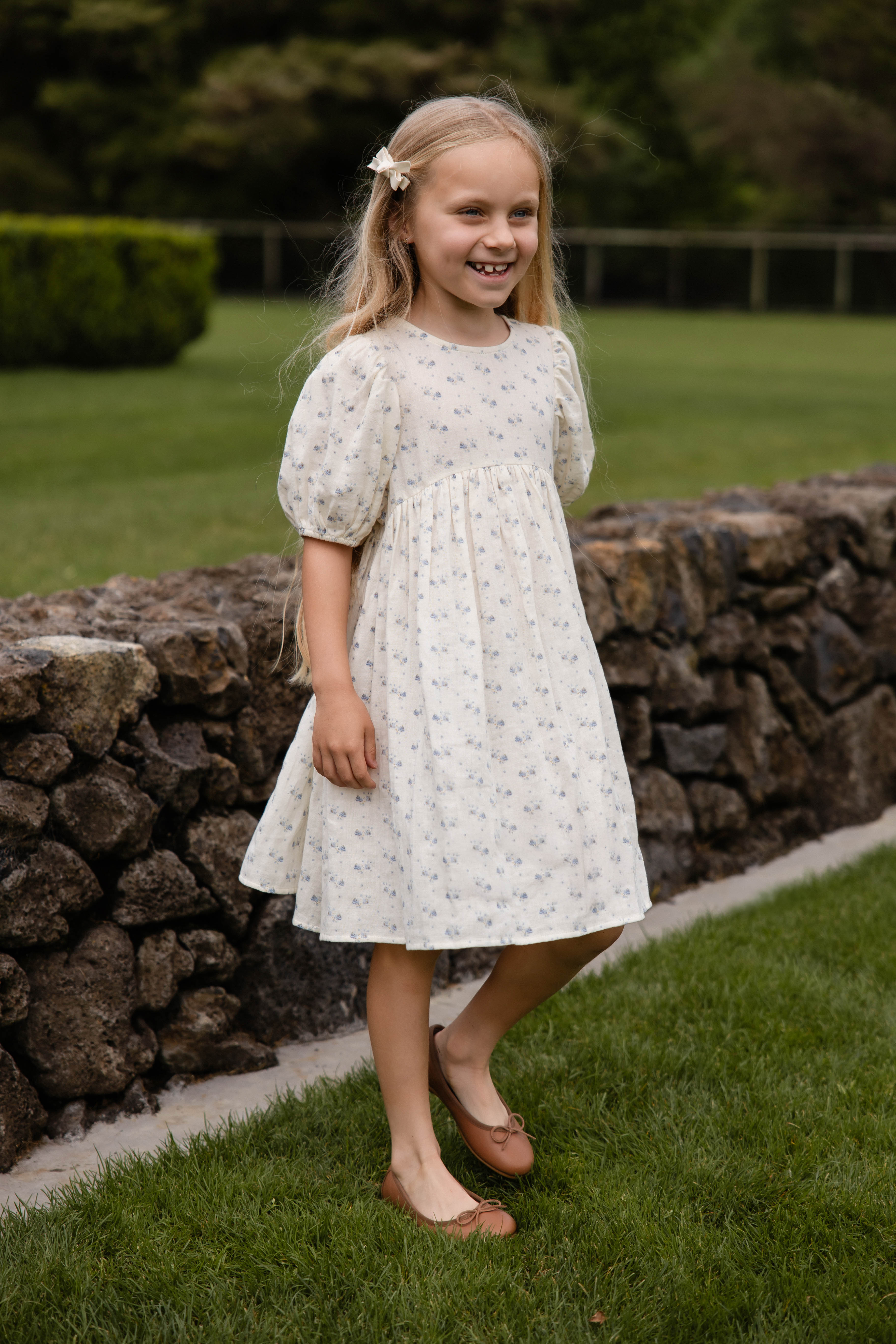 Organic Cotton Muslin Frannie Dress - Molly Blue – Jamie Kay NZ