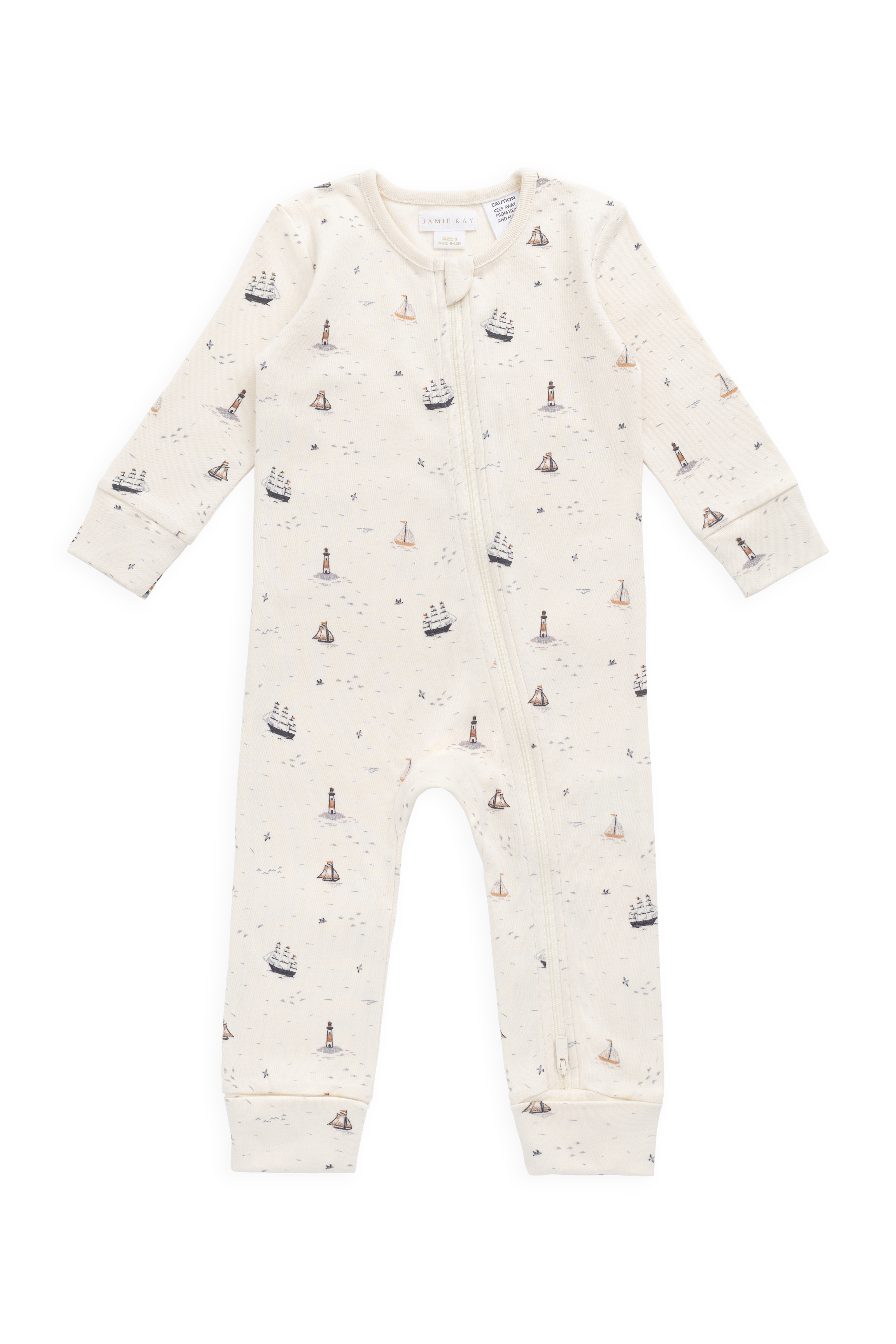 Organic Cotton Reese Zip Onepiece - Sailing Day – Jamie Kay NZ