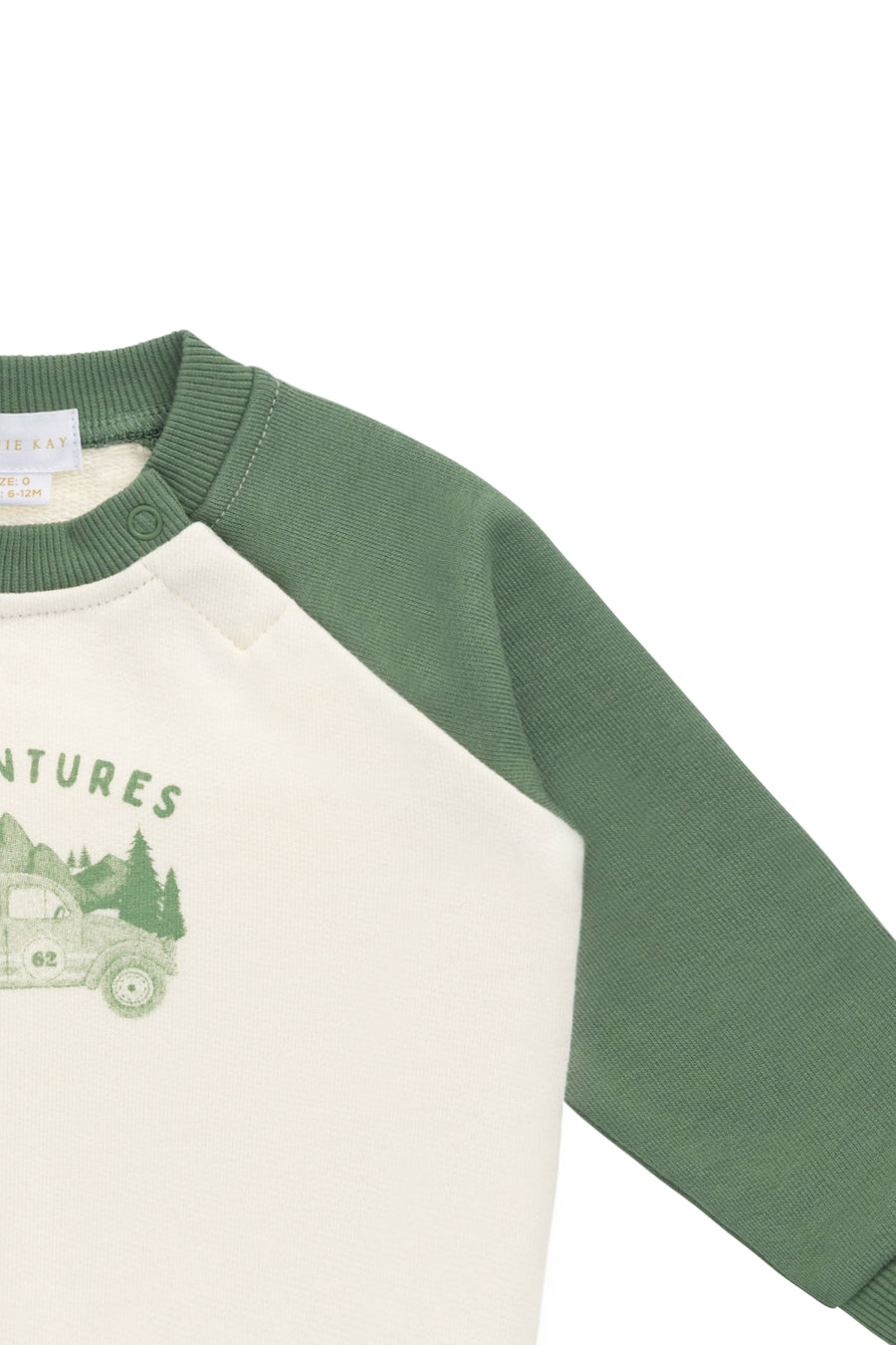 Organic Cotton Alden Sweatshirt - Adventure Buggy Snow Pea – Jamie Kay NZ