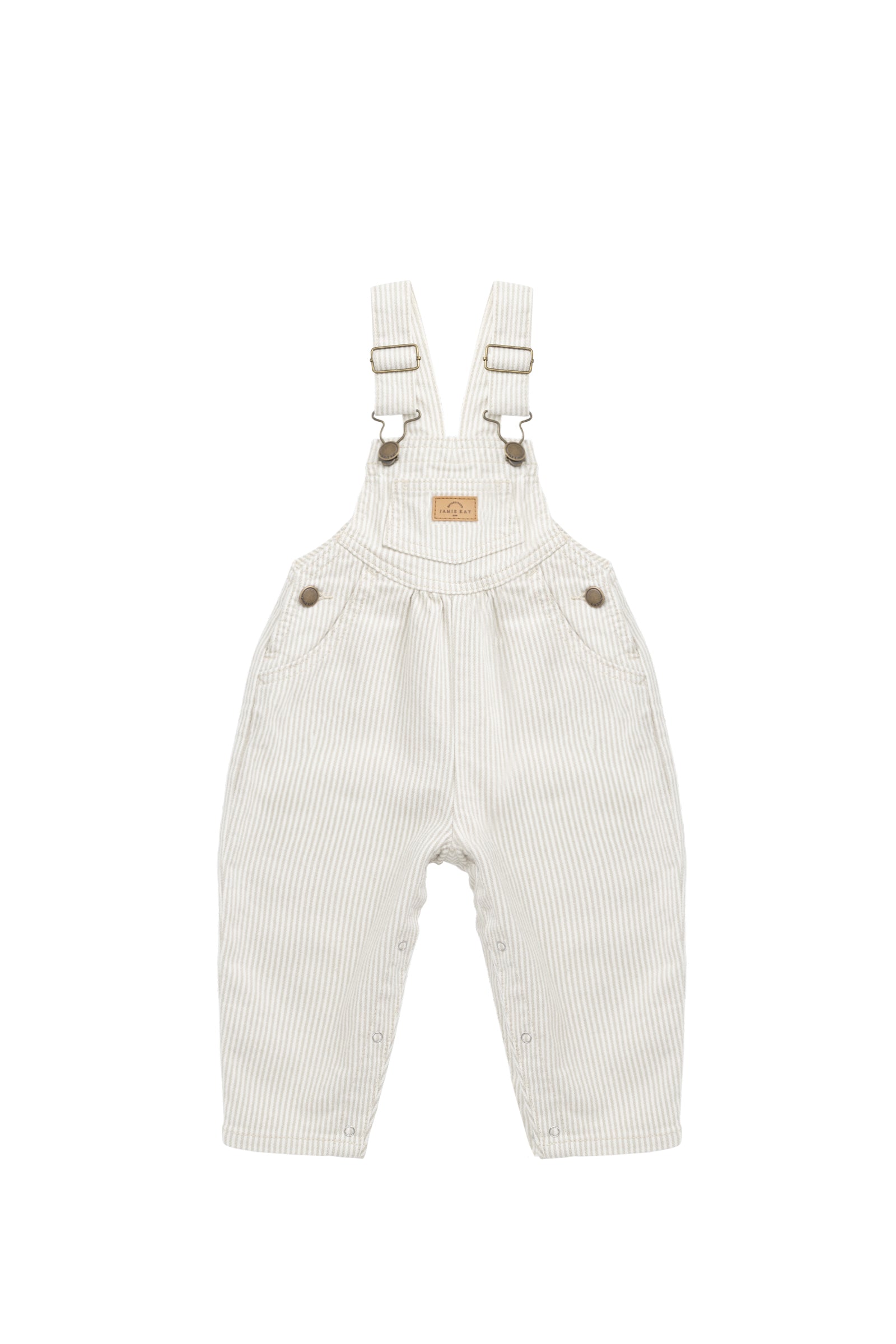 Cecil Overall - Fine Vertical Stripe Sandy Brown/Cloud – Jamie Kay NZ