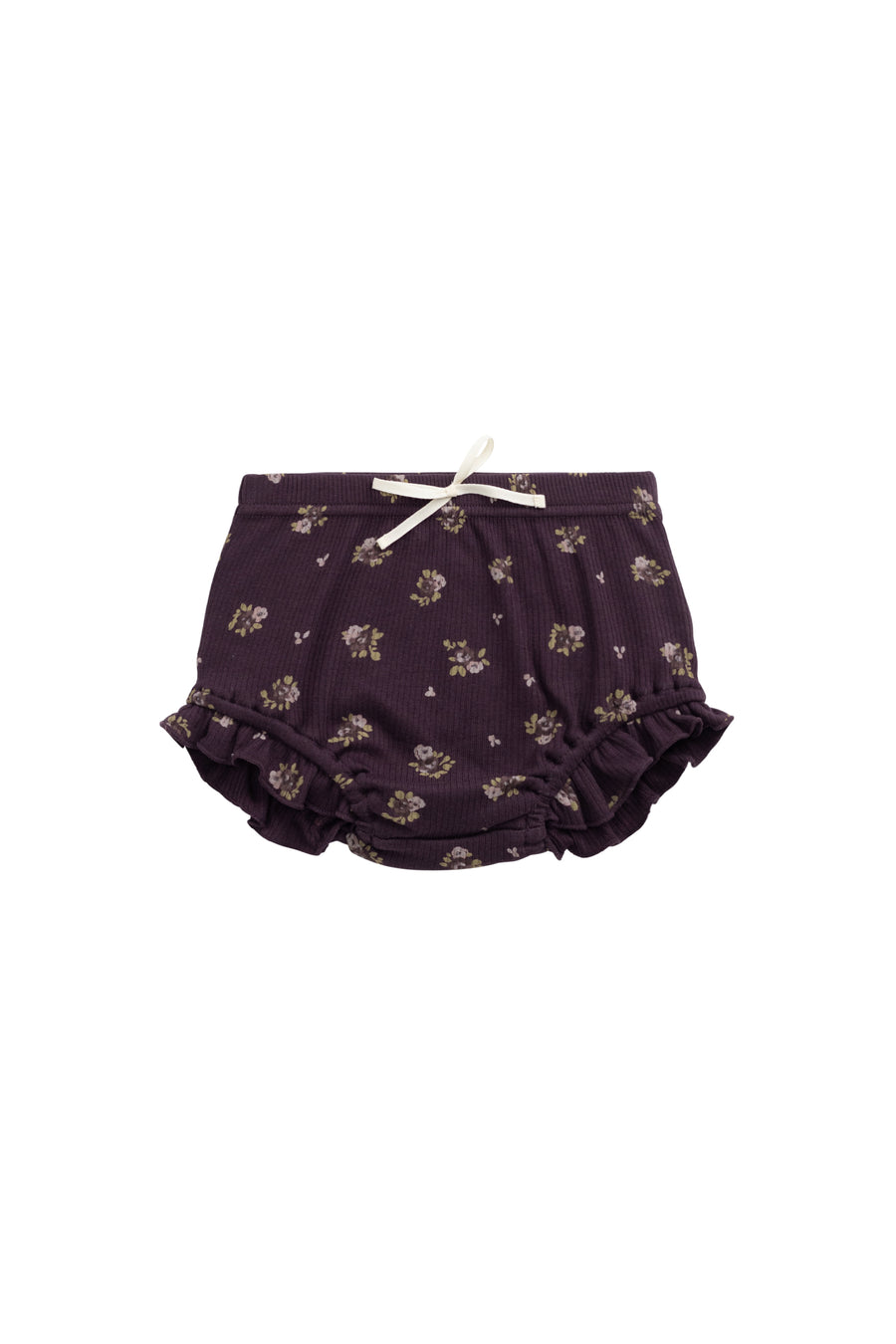 Organic Cotton Fine Rib Frill Bloomer - Simone Huckleberry – Jamie Kay NZ