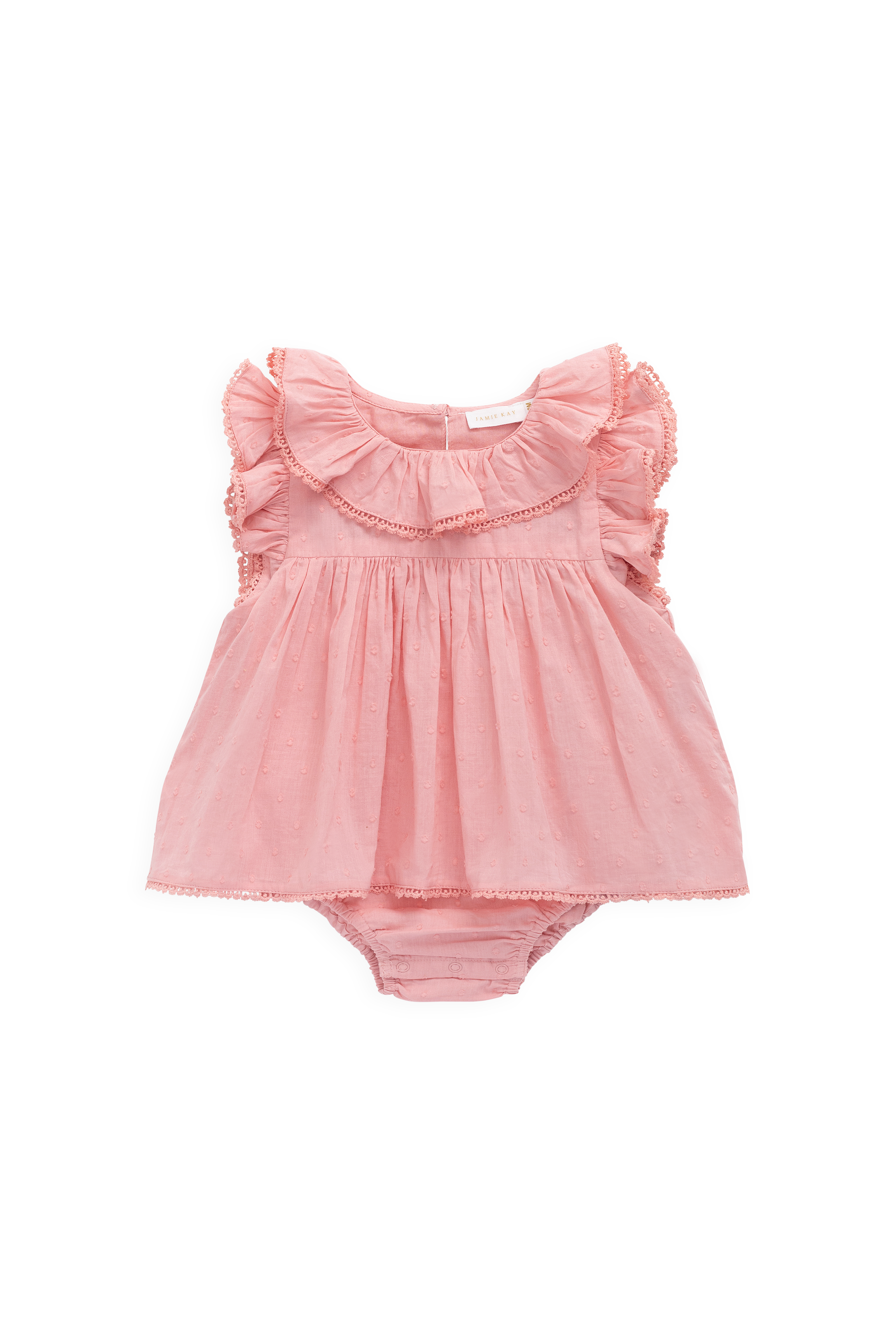 Organic Cotton Frannie Playsuit - Swiss Pink – Jamie Kay NZ