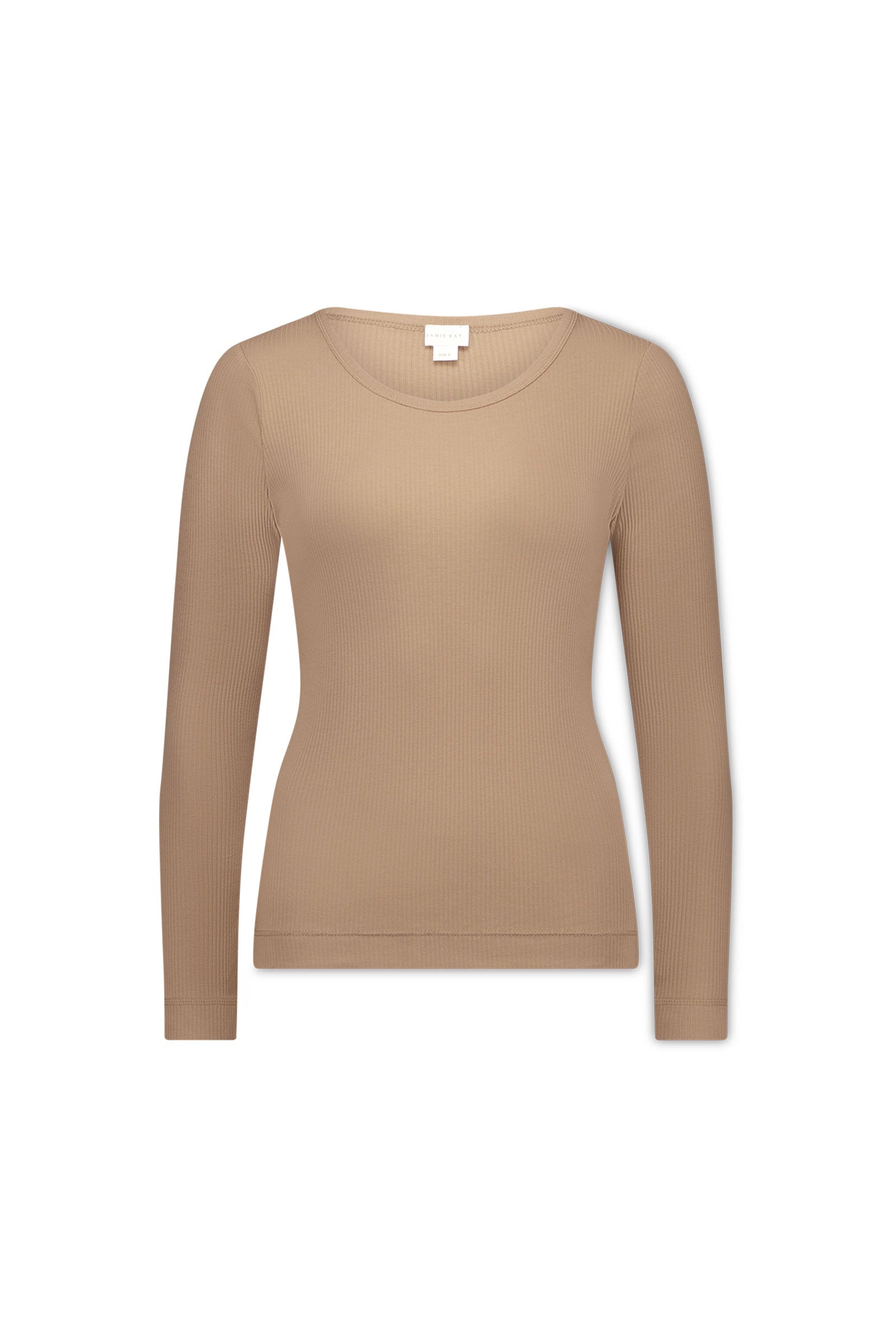 Organic Cotton Modal Womens Long Sleeve Top - Latte – Jamie Kay NZ