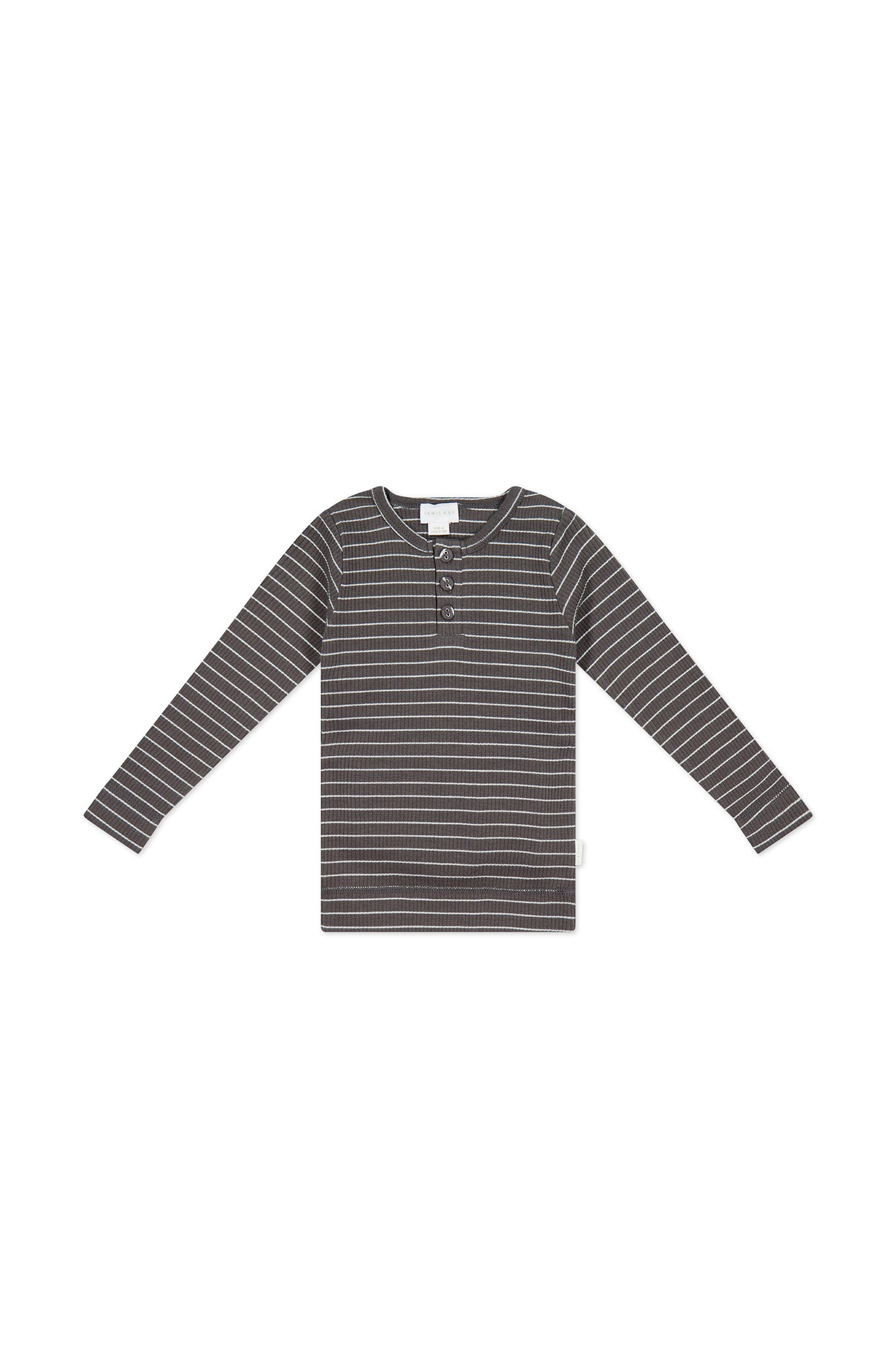 Organic Cotton Modal Long Sleeve Henley - Daily Stripe Wolf/Cloud ...